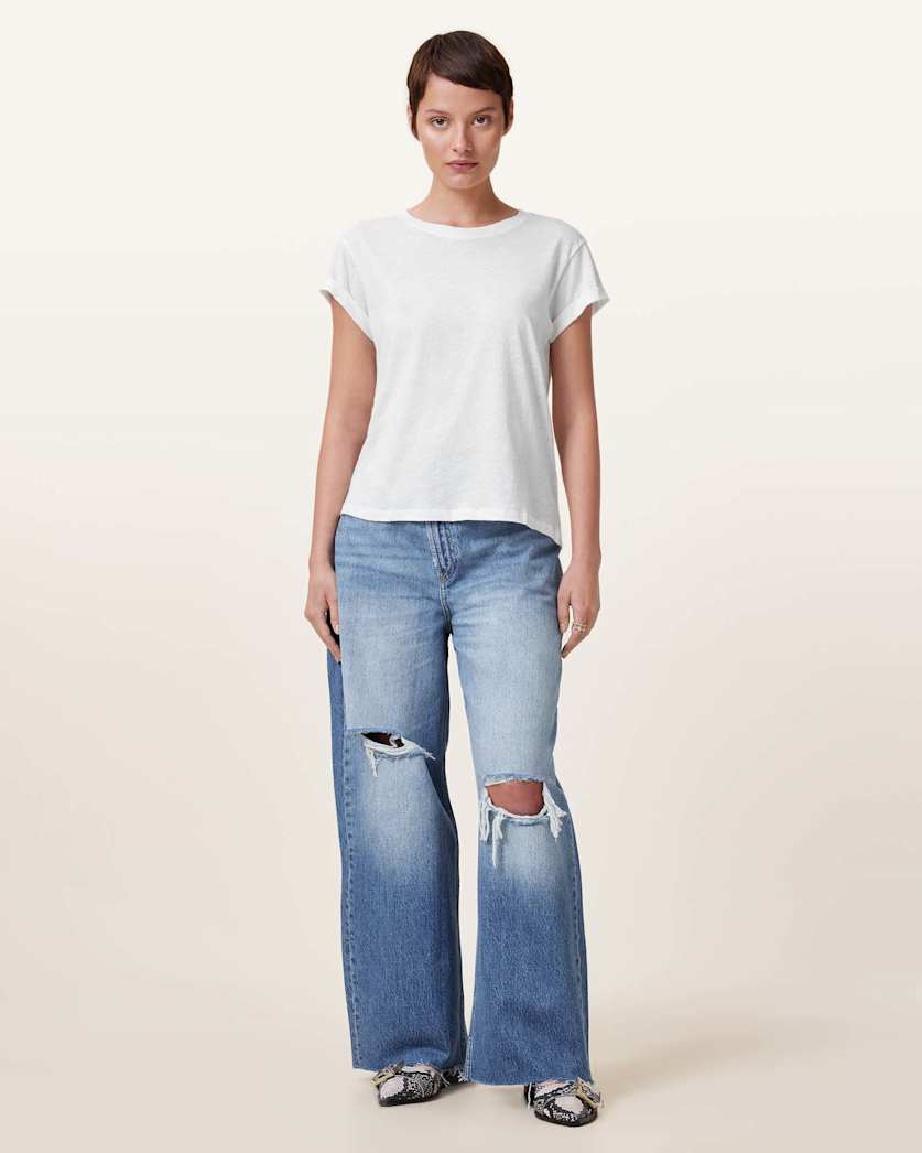 Anna Crew Neck Short Sleeve T-Shirt Chalk White | ALLSAINTS